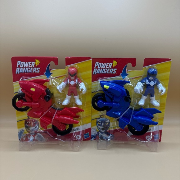 Toys | Power Rangers Blue Ranger Red Ranger Bike Figures 220 Hasbro ...